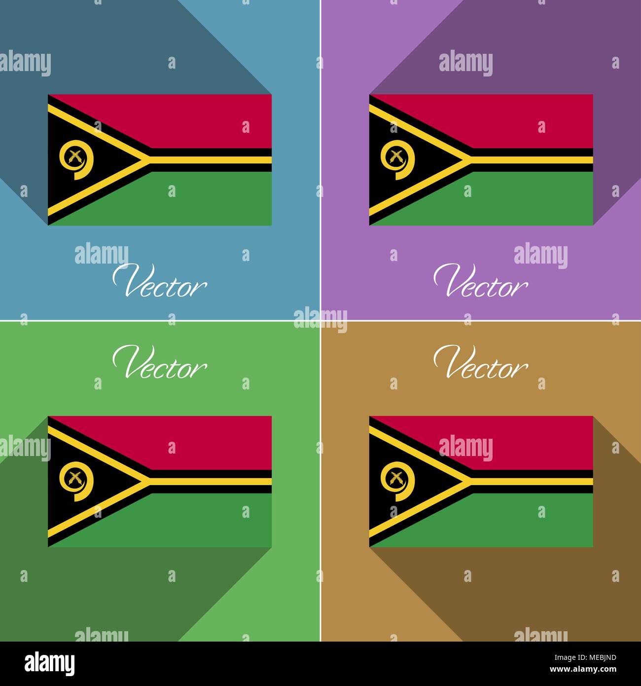 Flags of Vanuatu. Set of colors flat design and long shadows. Vector ...