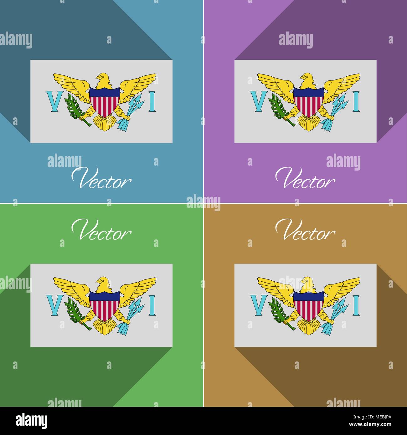 Flags of VirginIslandsUS. Set of colors flat design and long shadows ...