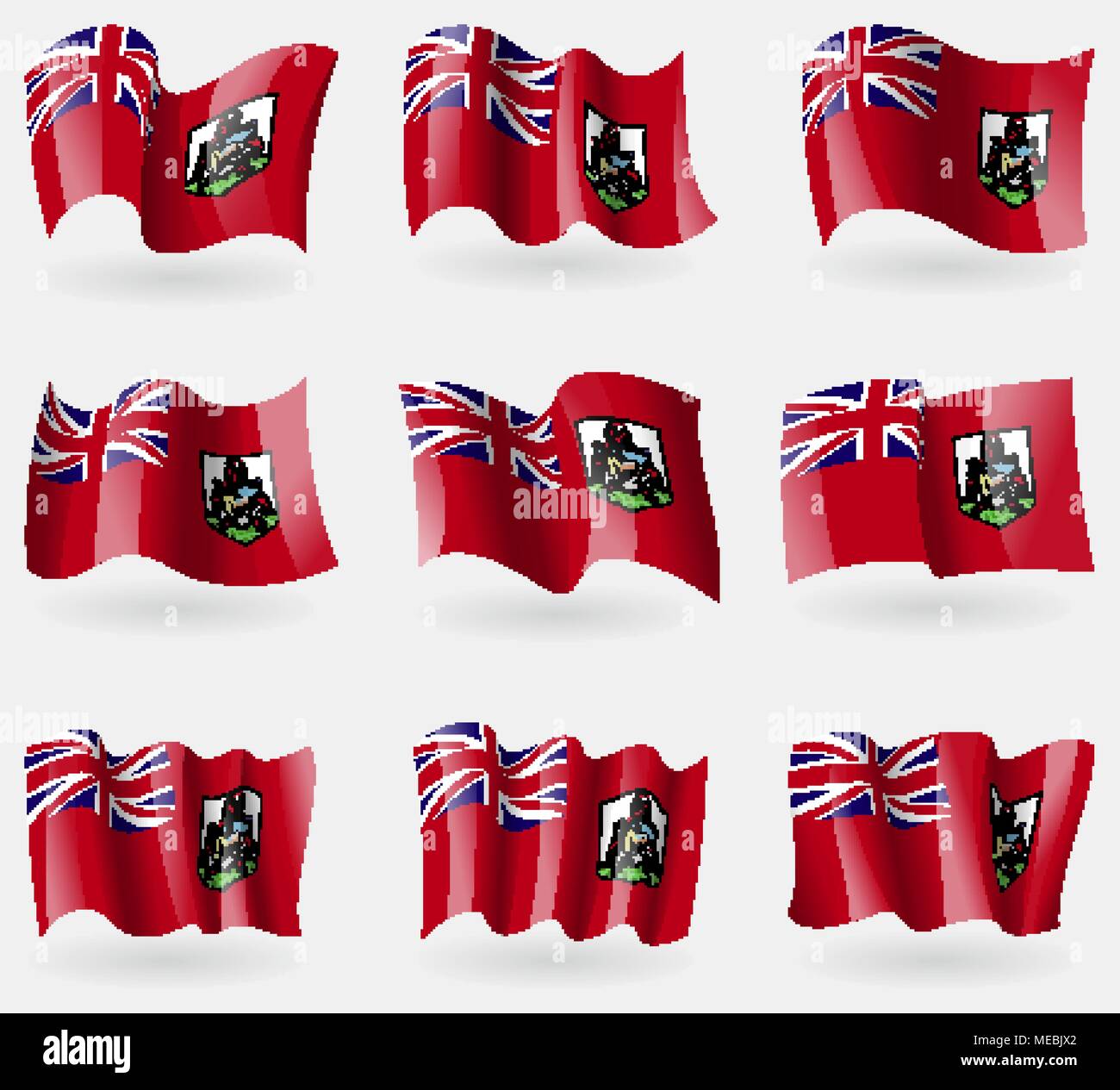 Set of Bermuda flags in the air. Vector illustration Stock Vector Image ...