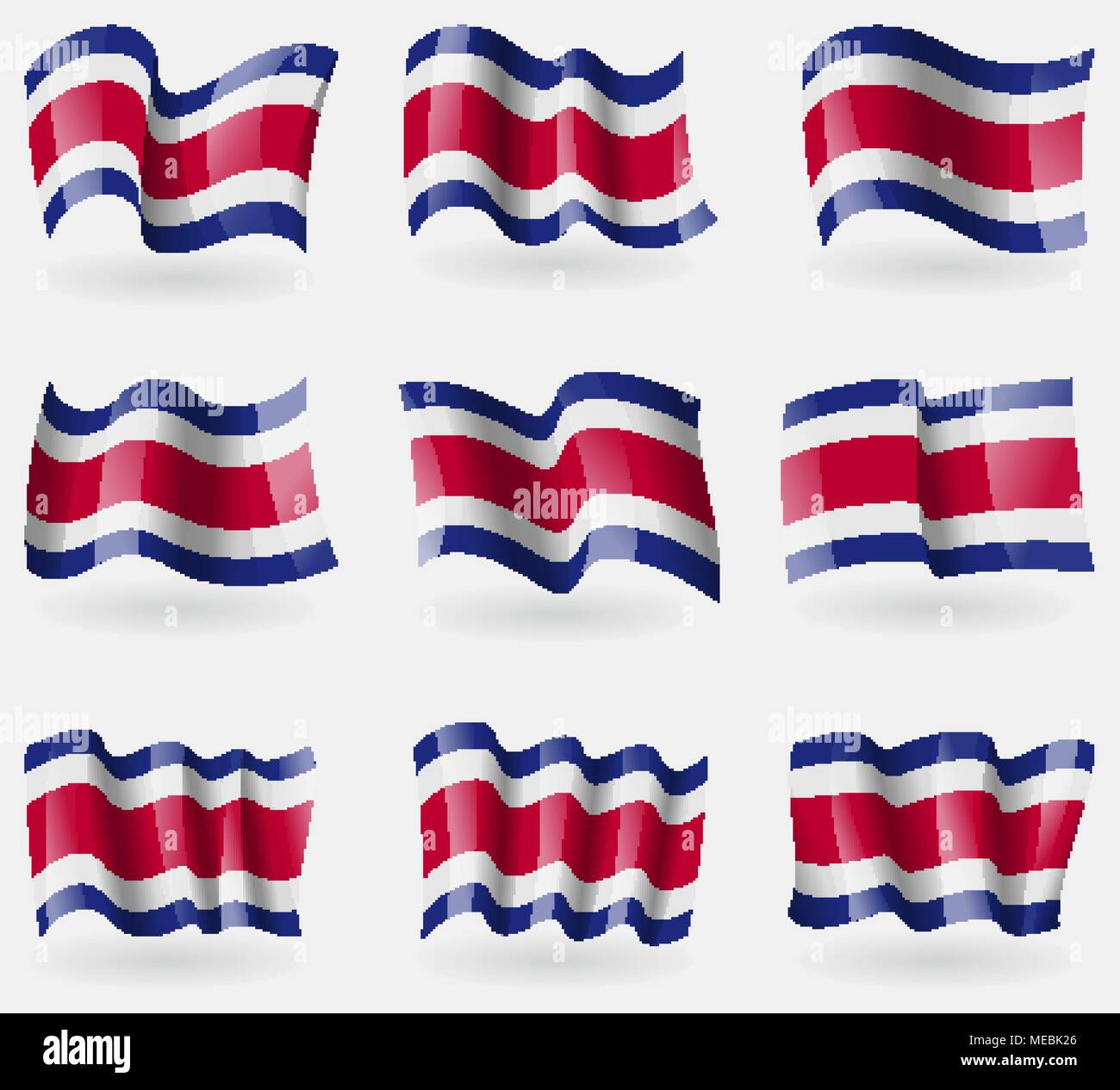 Set of Costa Rica flags in the air. Vector illustration Stock Vector ...
