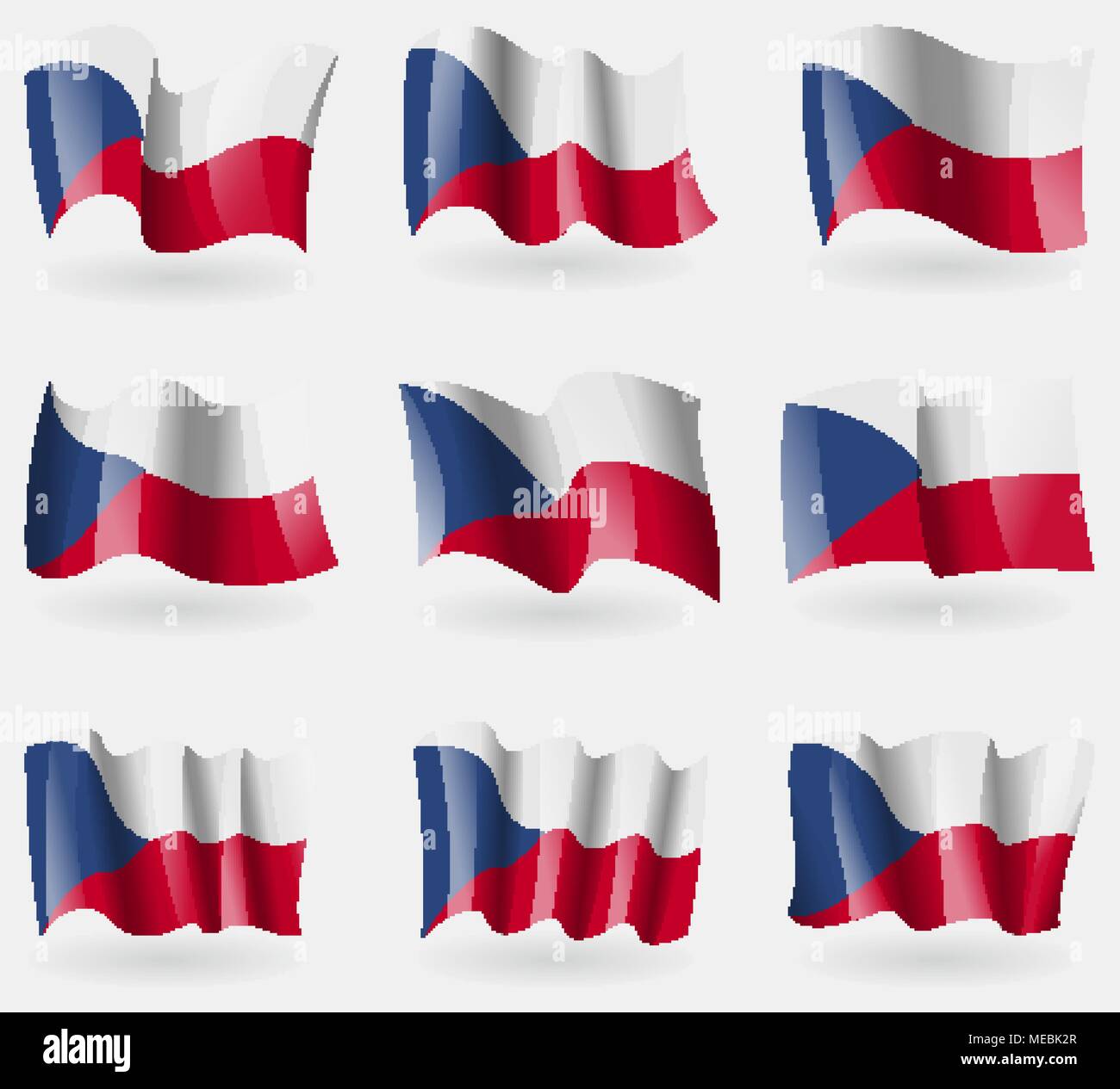 Set of Czech Republic flags in the air. Vector illustration Stock ...