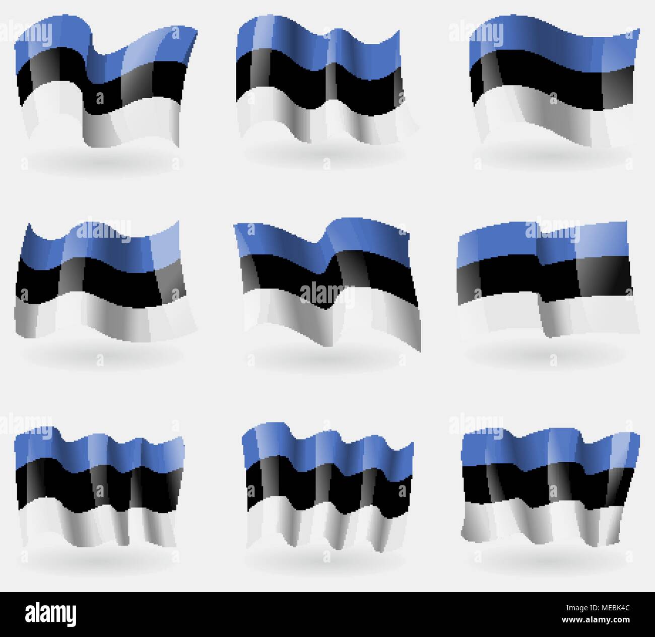 Set of Estonia flags in the air. Vector illustration Stock Vector Image ...