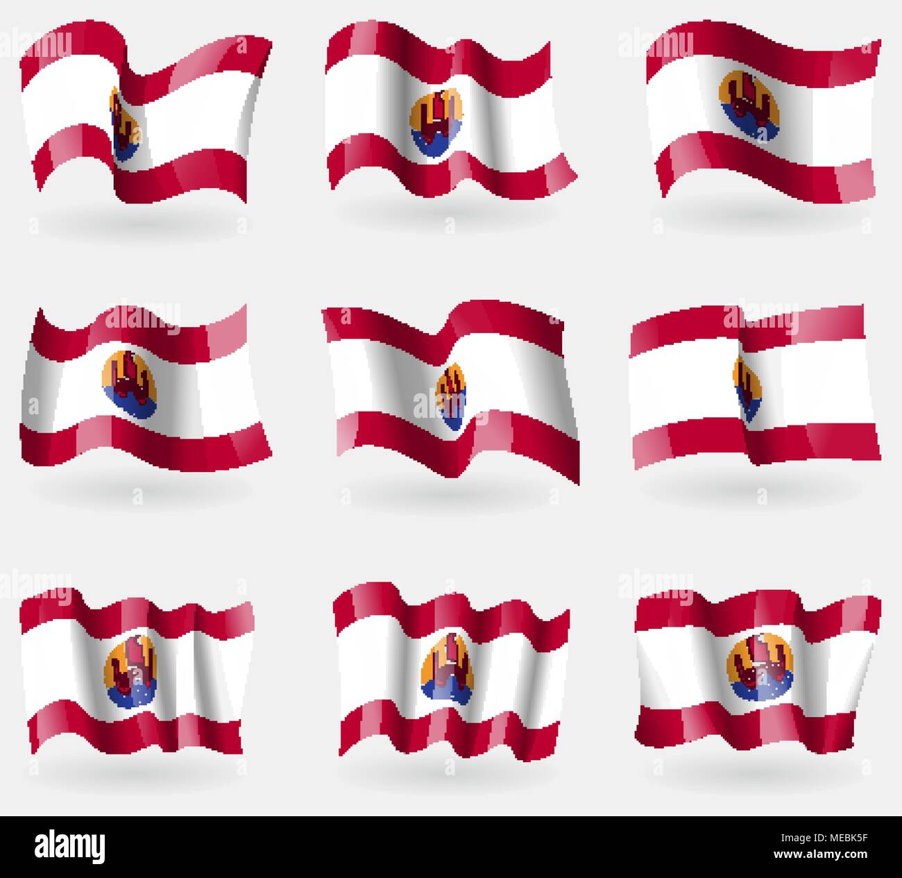 Set of french polynesia flags in the air. Vector illustration Stock ...
