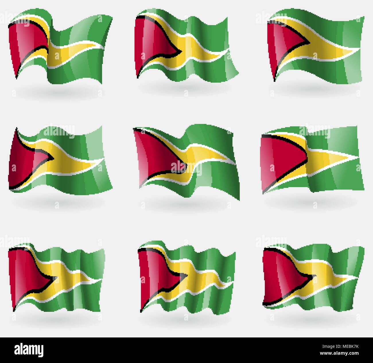 Set of Guyana flags in the air. Vector illustration Stock Vector Image ...