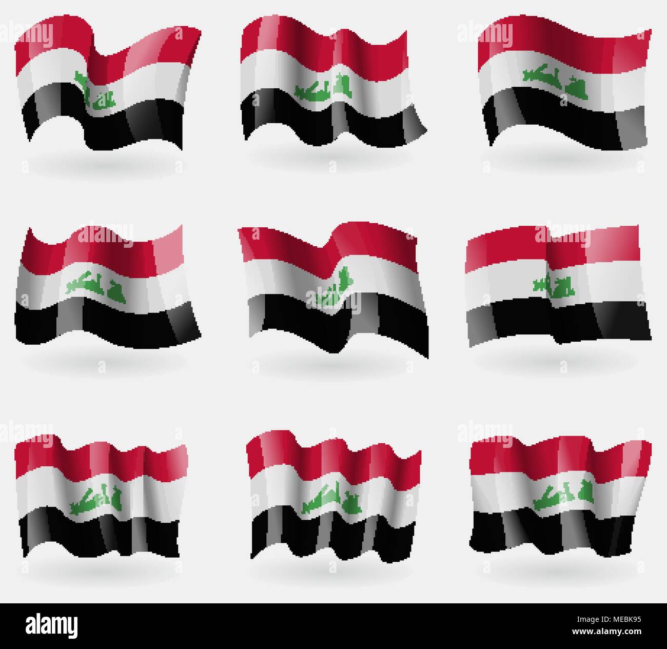 Set of Iraq flags in the air. Vector illustration Stock Vector Image ...