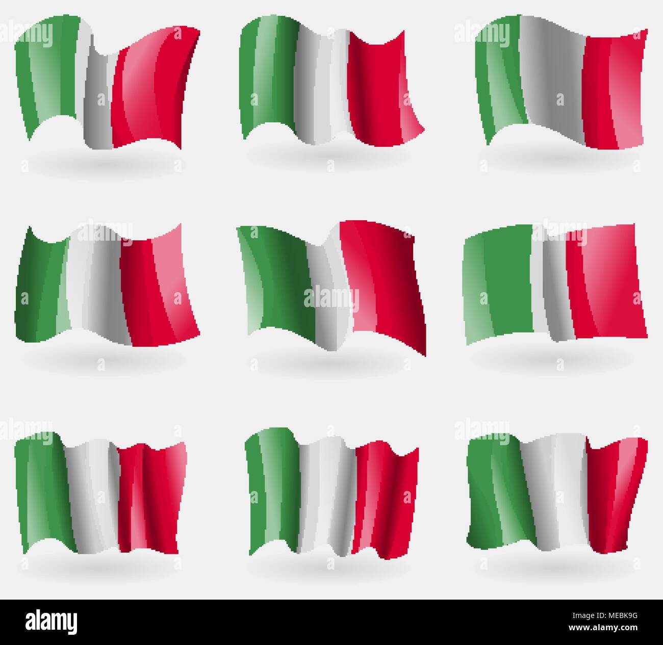 Set of Italy flags in the air. Vector illustration Stock Vector Image ...