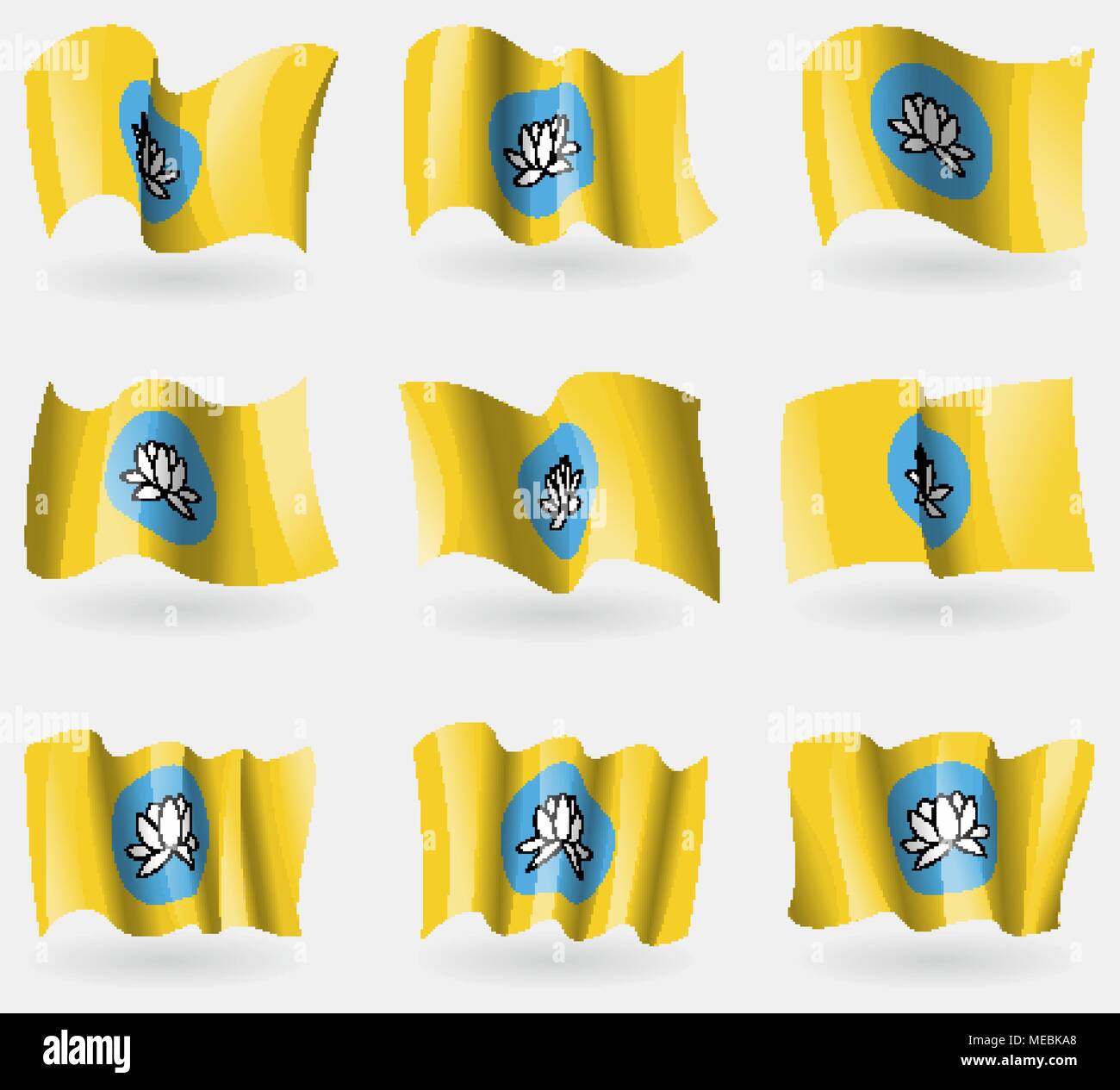 Set of Kalmykia flags in the air. Vector illustration Stock Vector ...
