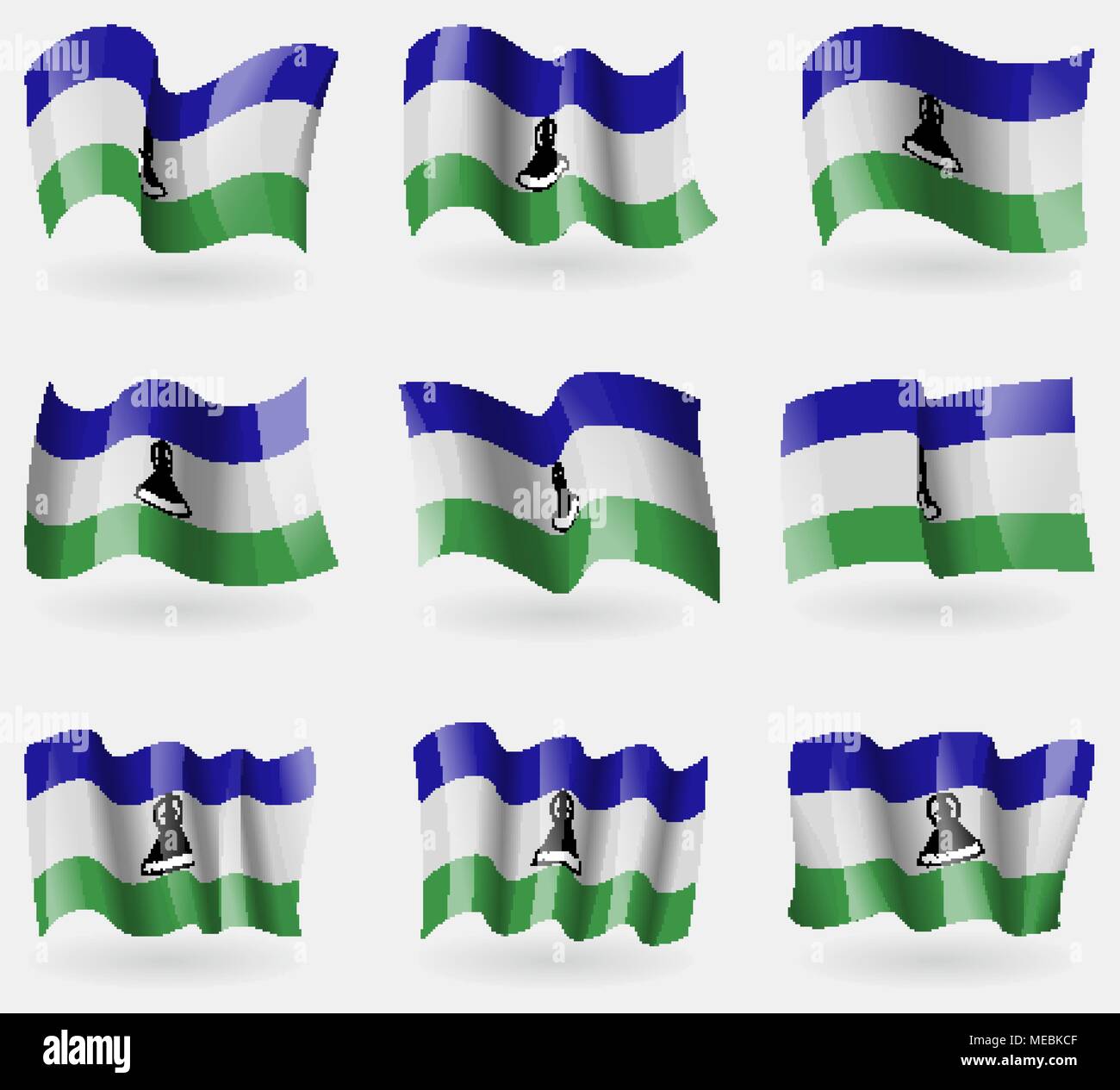 Set of Lesothe flags in the air. Vector illustration Stock Vector Image ...