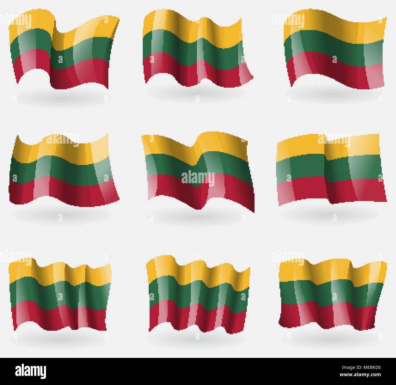 Set of Lithuania flags in the air. Vector illustration Stock Vector ...
