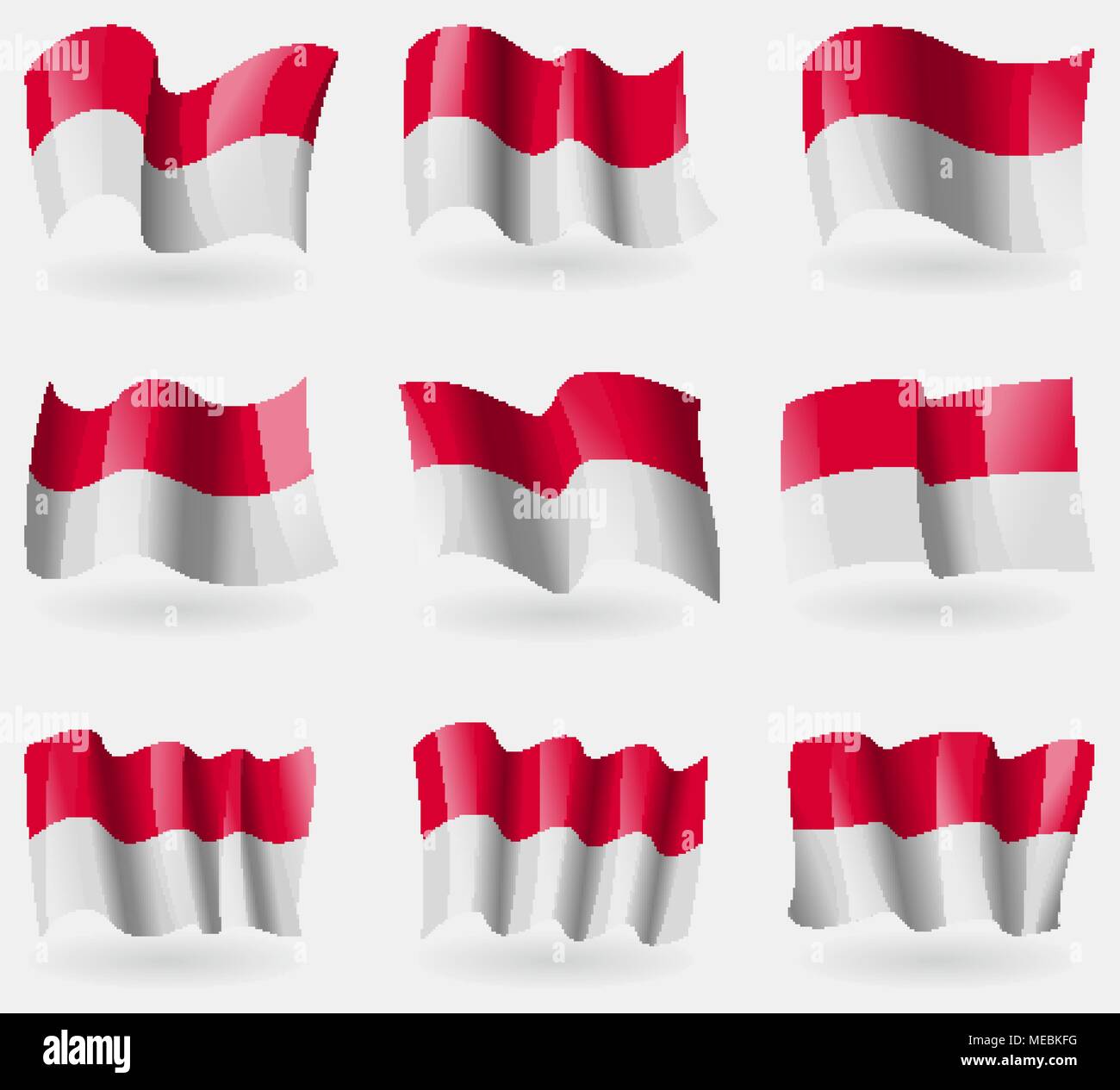 Set of Monaco flags in the air. Vector illustration Stock Vector Image ...