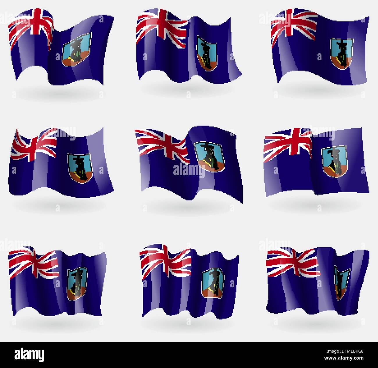 Set of Montserrat flags in the air. Vector illustration Stock Vector ...
