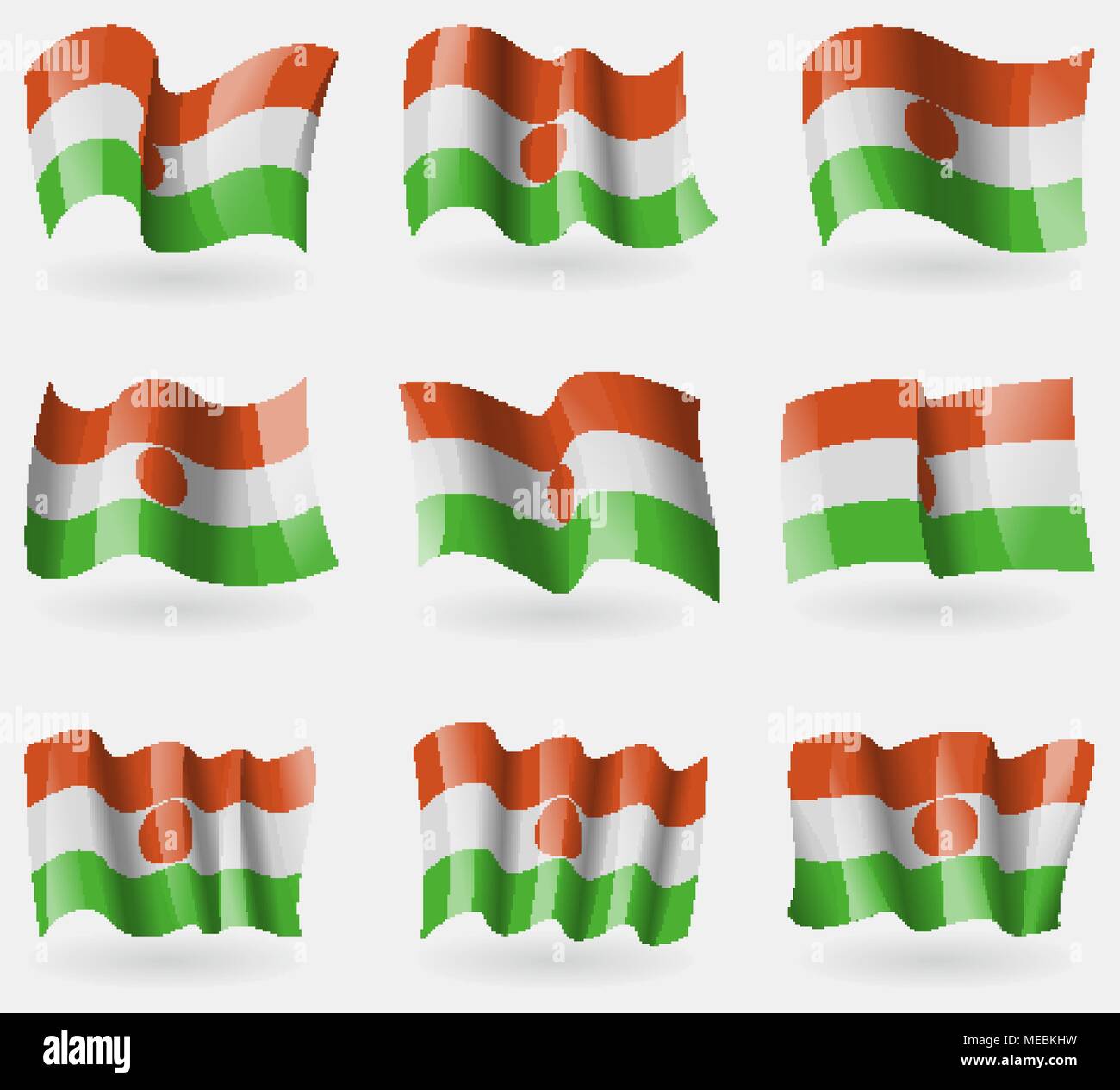 Set of Niger flags in the air. Vector illustration Stock Vector Image ...
