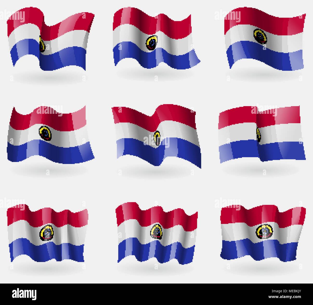 Set of Paraguay flags in the air. Vector illustration Stock Vector ...