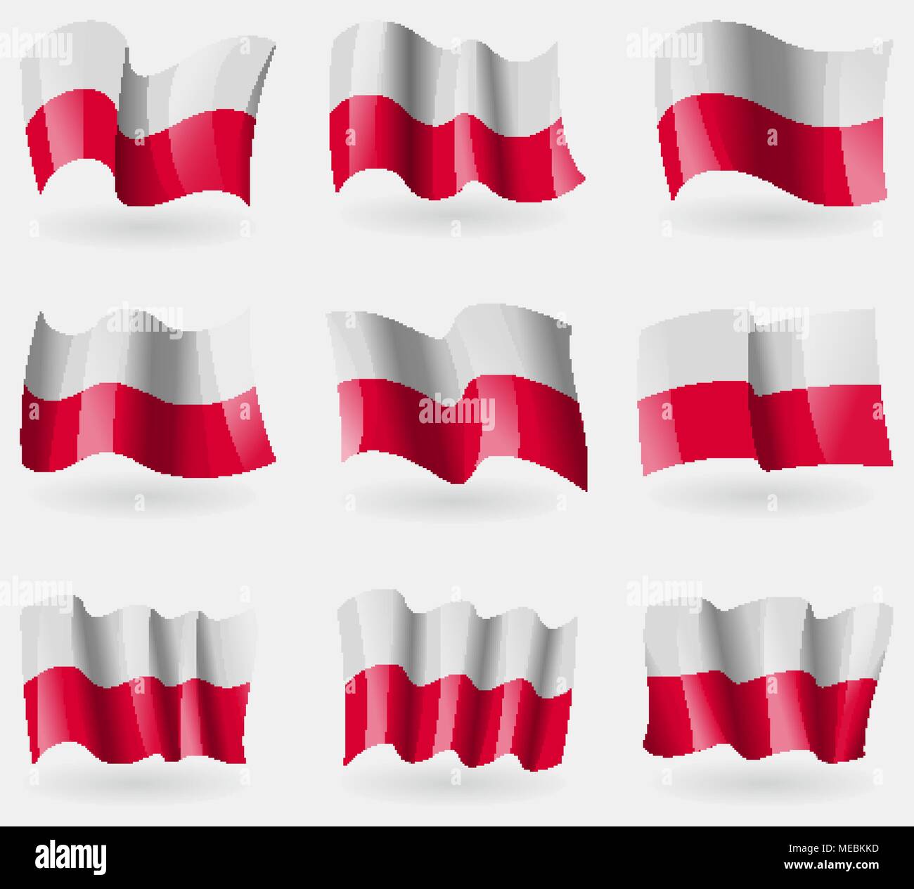 Set of Polan flags in the air. Vector illustration Stock Vector Image ...