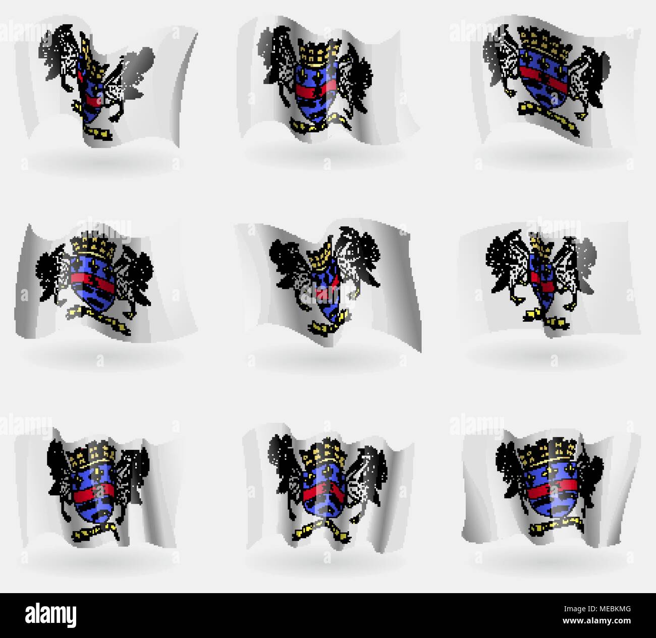Set of Saint Barthelemy flags in the air. Vector illustration Stock ...
