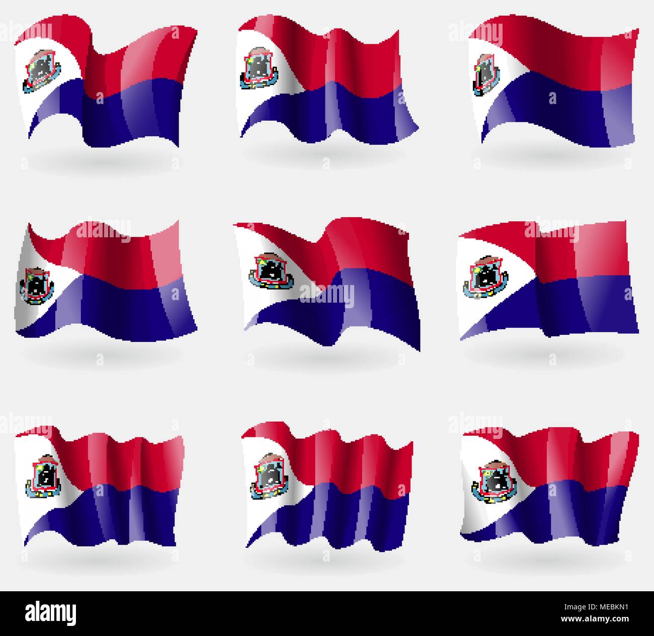 Set of Saint Martin flags in the air. Vector illustration Stock Vector ...