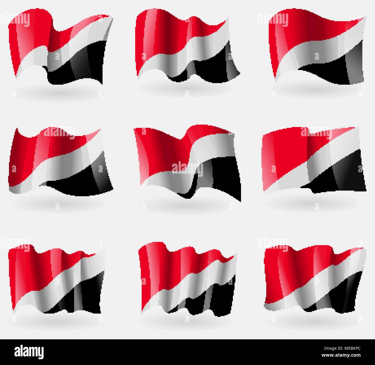 Set of Sealand Principality flags in the air. Vector illustration Stock ...
