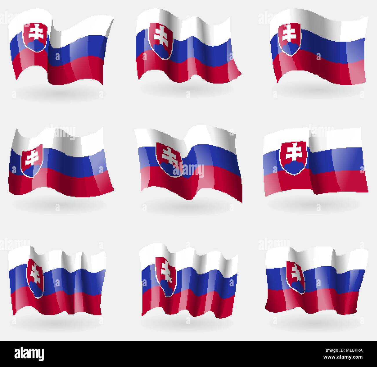 Set of Slovakia flags in the air. Vector illustration Stock Vector ...