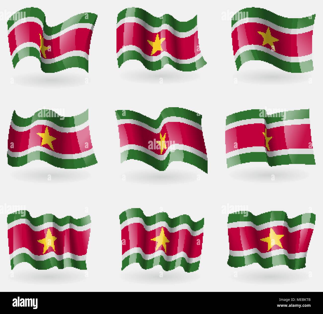 Set of Suridame flags in the air. Vector illustration Stock Vector ...