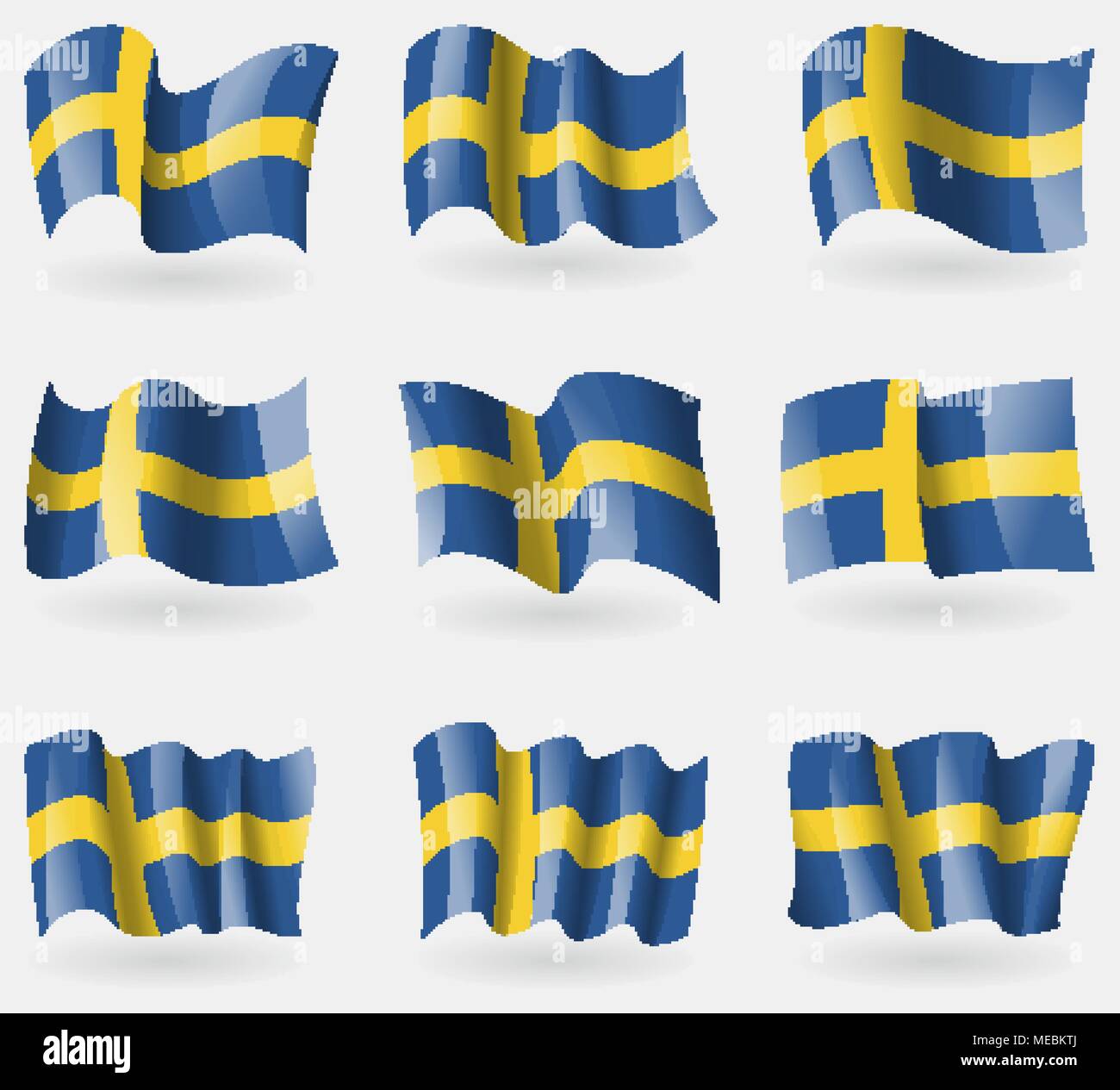 Set of Sweden flags in the air. Vector illustration Stock Vector Image ...