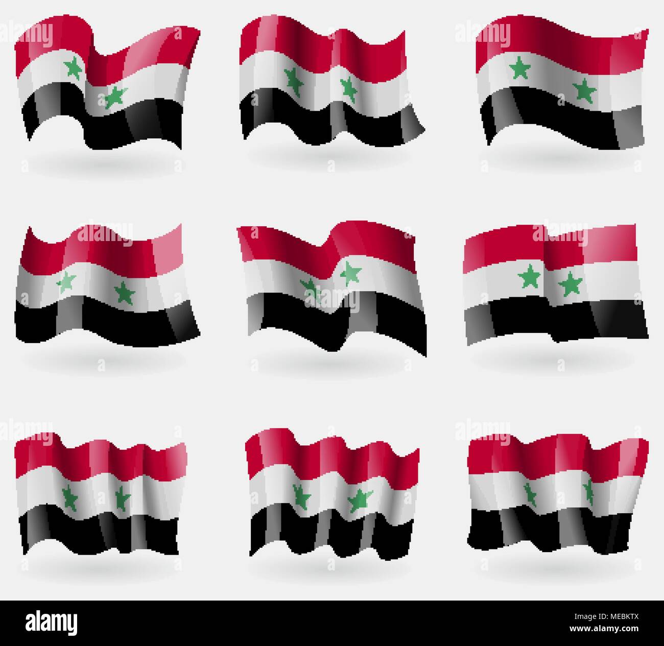 Set of Syria flags in the air. Vector illustration Stock Vector Image ...