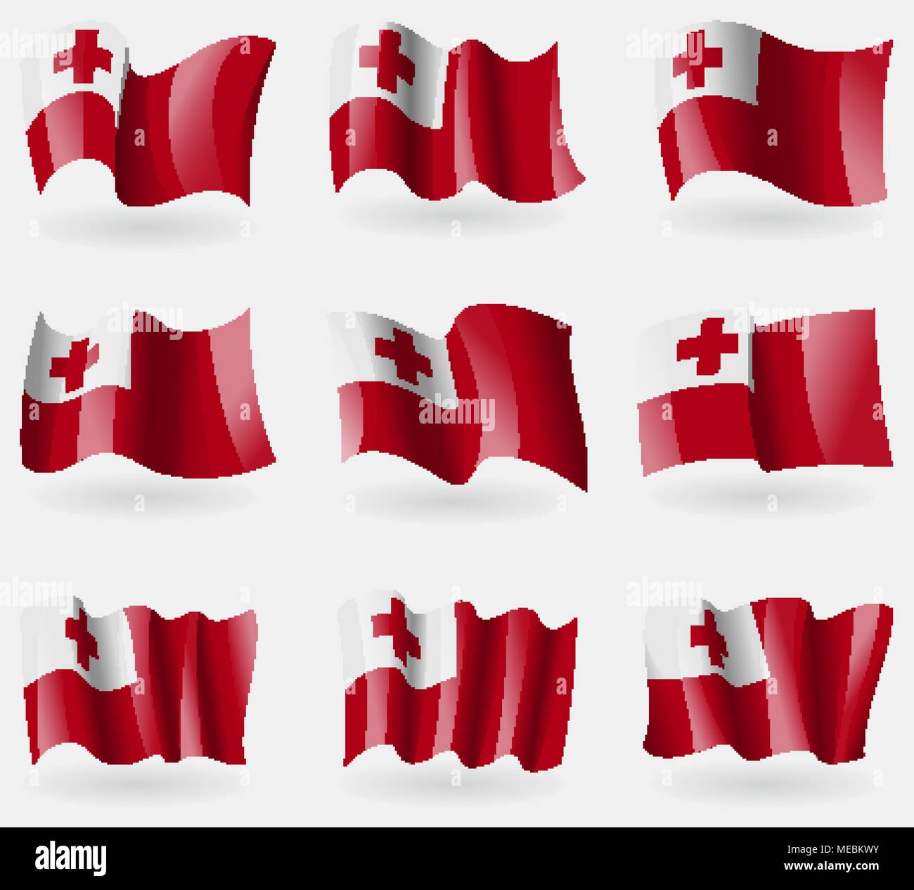 Set of Tonga flags in the air. Vector illustration Stock Vector Image ...