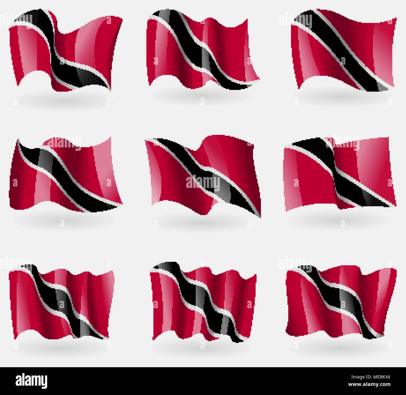 Set of Trinidad and Tobago flags in the air. Vector illustration Stock Vector Image & Art - Alamy