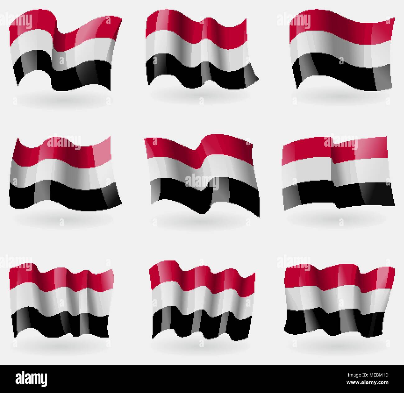Set of Yemen flags in the air. Vector illustration Stock Vector Image ...