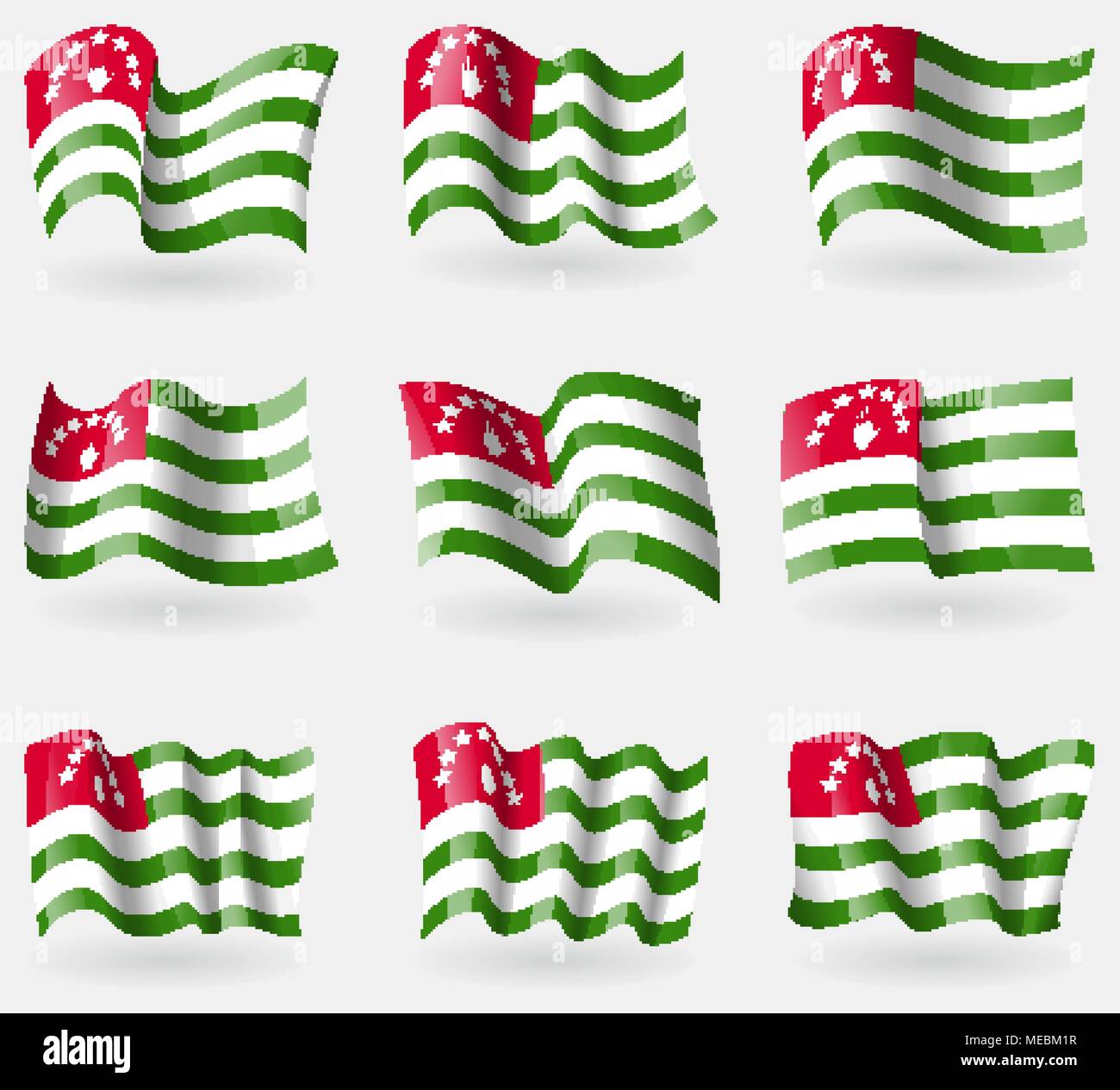Set of Abkhazia flags in the air. Vector illustration Stock Vector ...