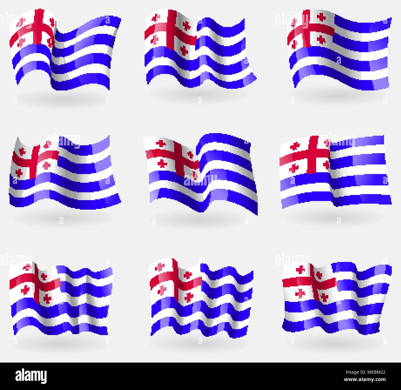 Set of Ajaria flags in the air. Vector illustration Stock Vector Image ...