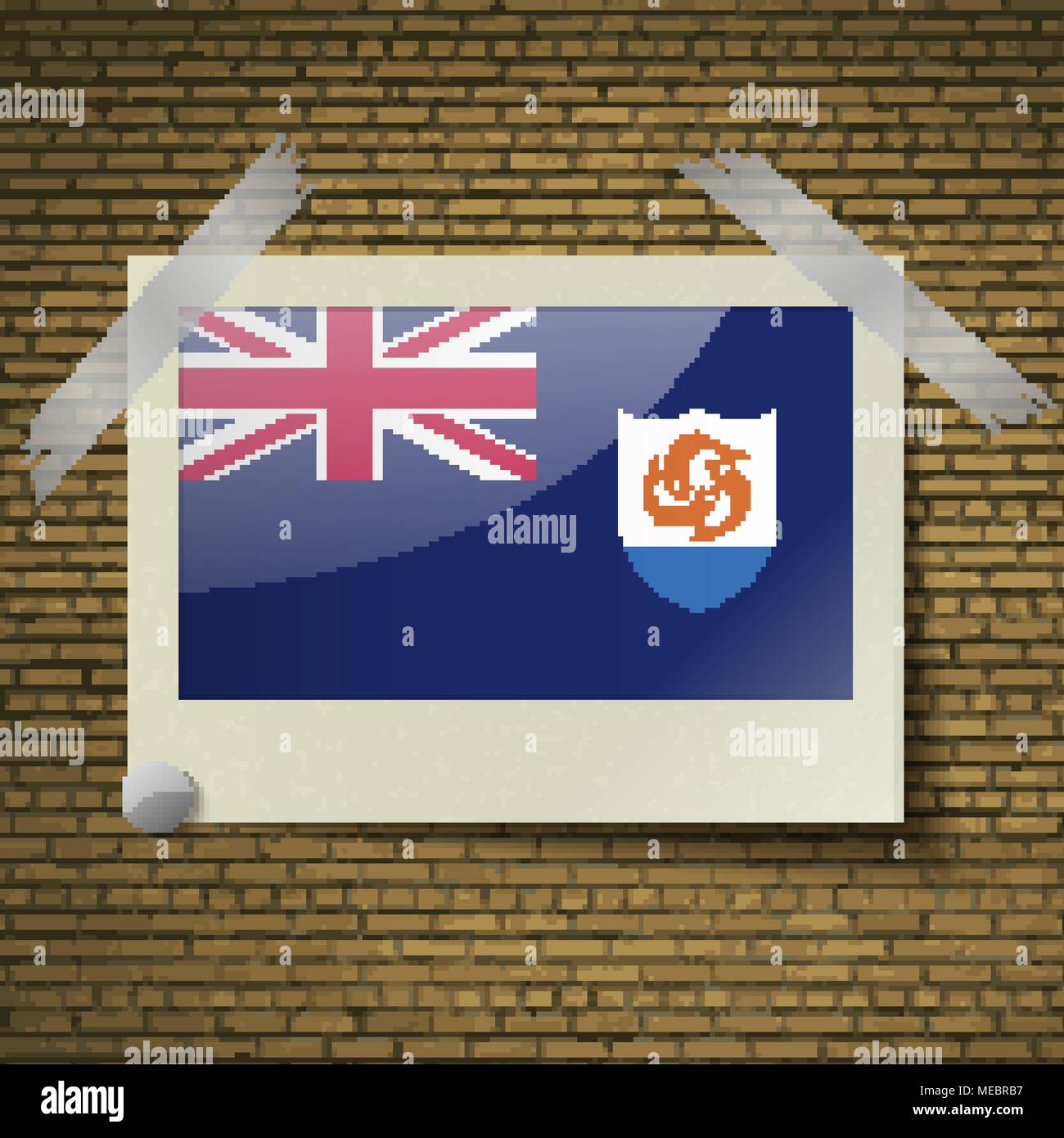 Flags of Anguilla at frame on a brick background. Vector illustration ...