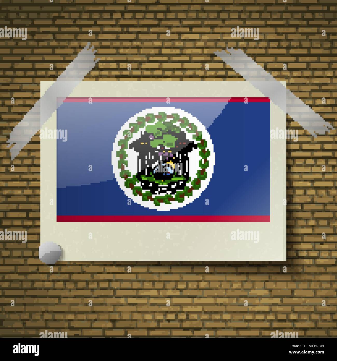 Flags of Belize at frame on a brick background. Vector illustration ...