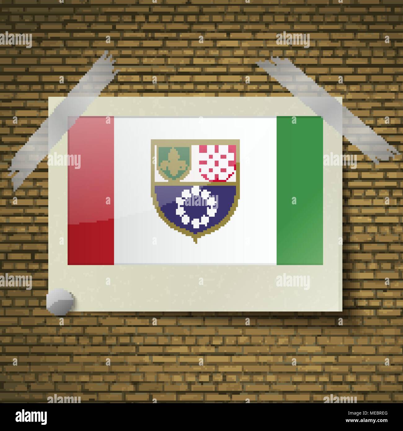 Flags of Bosnia and Herzegovina Federation at frame on a brick ...
