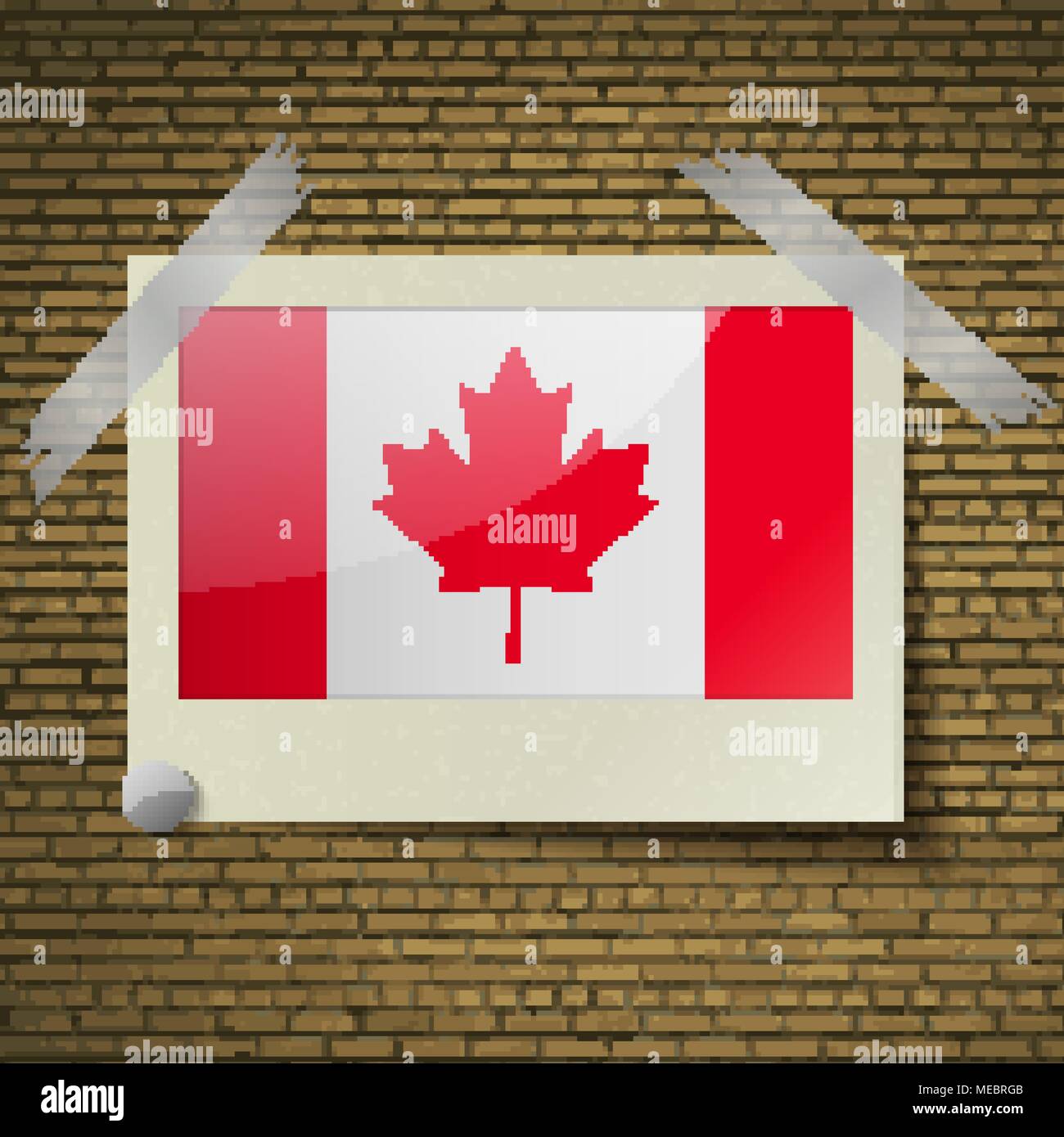 Flags of Canada at frame on a brick background. Vector illustration ...