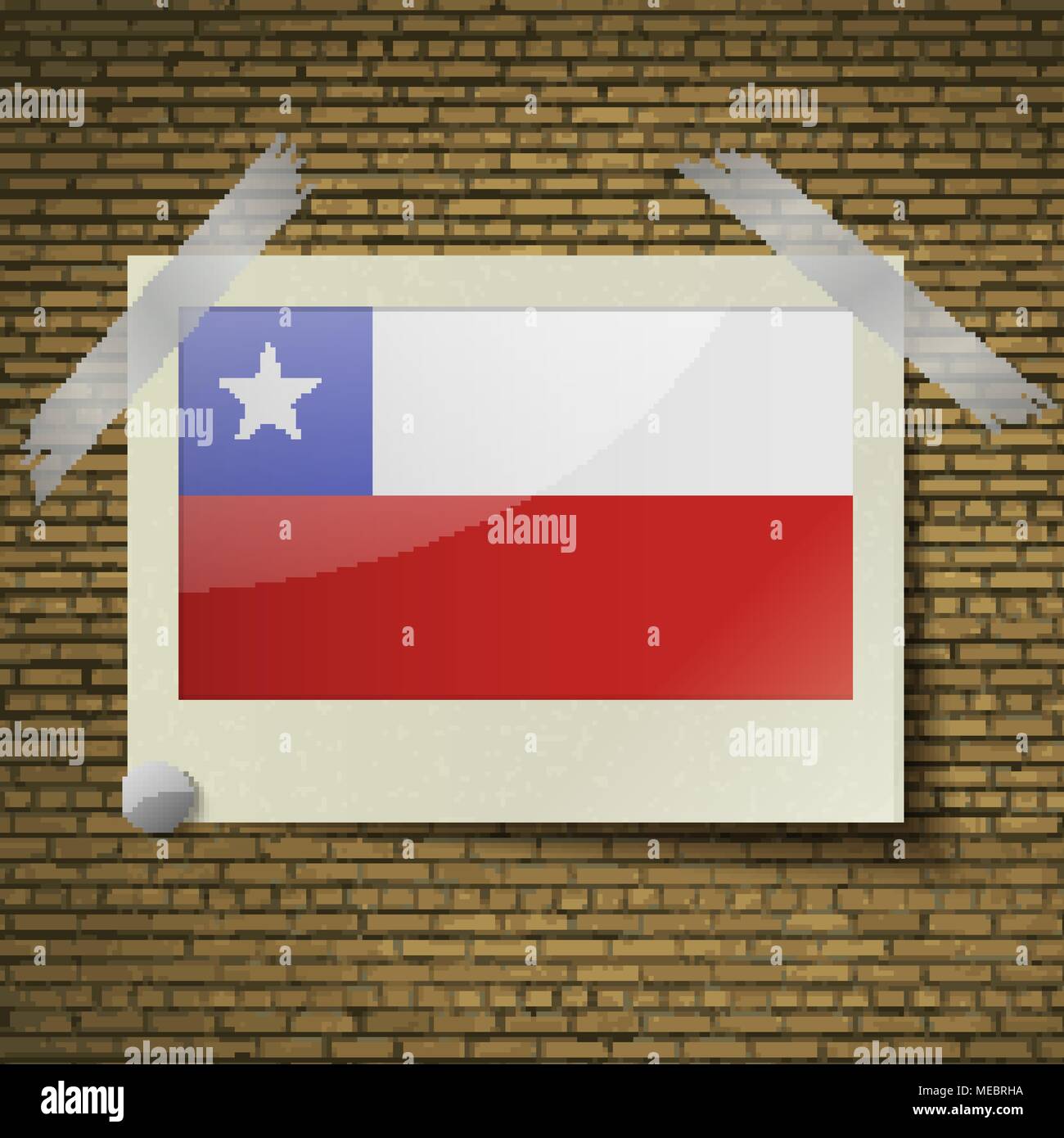 Flags of Chile at frame on a brick background. Vector illustration ...