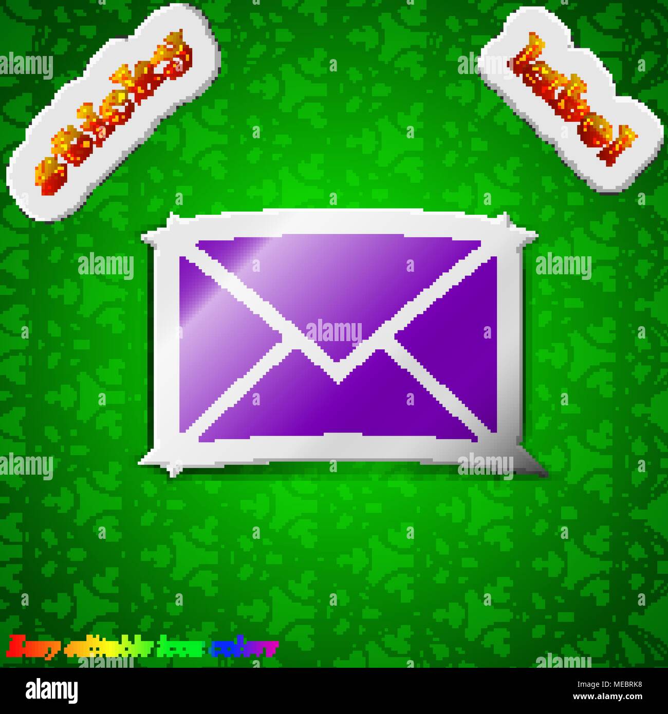 Mail, Envelope, Message icon sign. Symbol chic colored sticky label on ...
