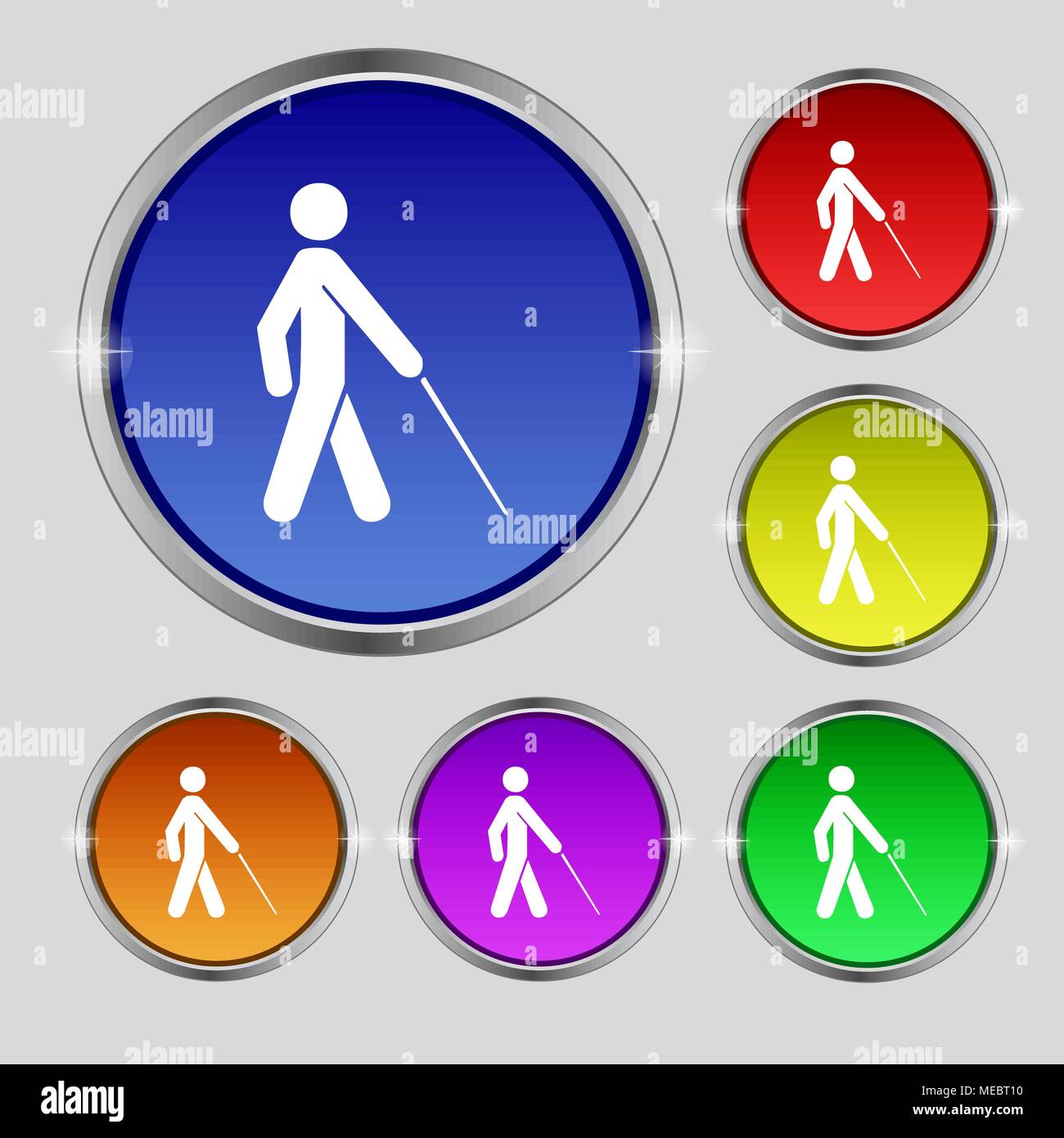 blind icon sign. Round symbol on bright colourful buttons. Vector ...