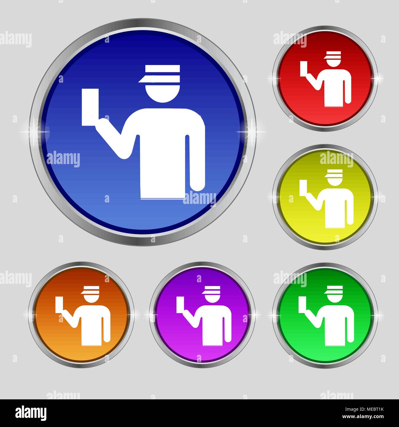 Inspector icon sign. Round symbol on bright colourful buttons. Vector ...