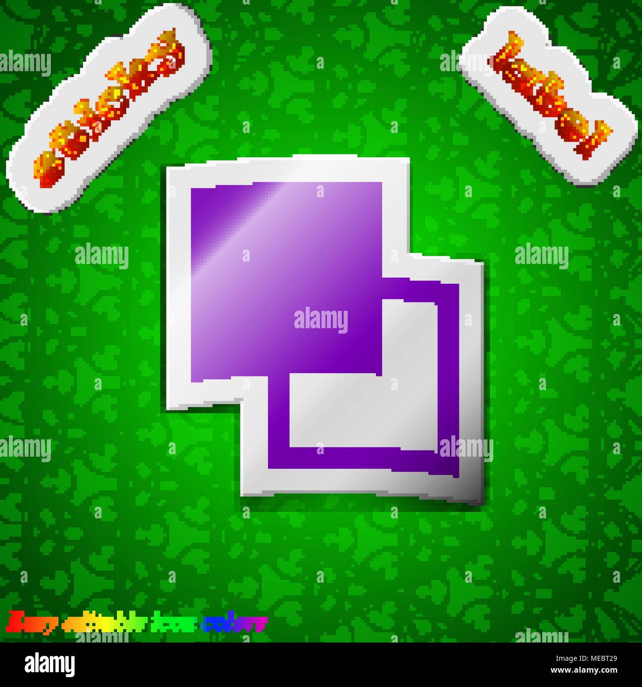 Active color toolbar icon sign. Symbol chic colored sticky label on ...