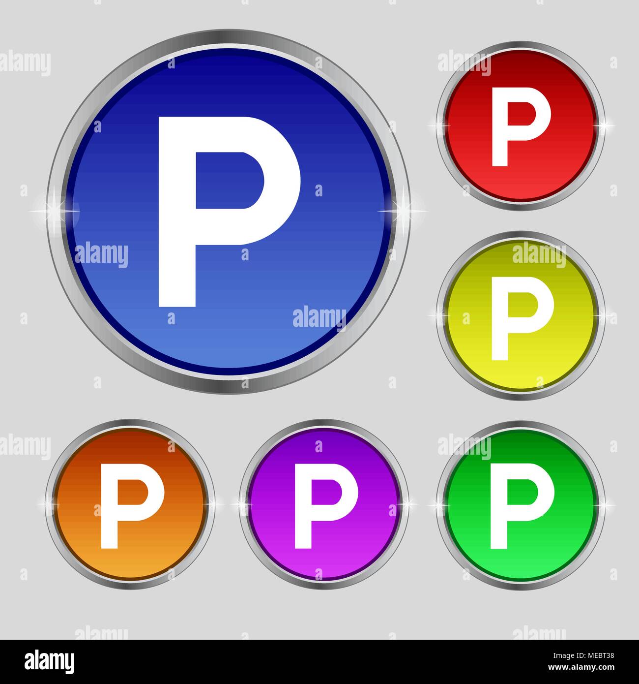 parking icon sign. Round symbol on bright colourful buttons. Vector ...