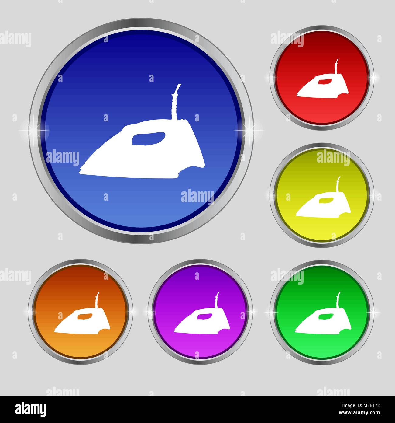 Iron icon sign. Round symbol on bright colourful buttons. Vector ...
