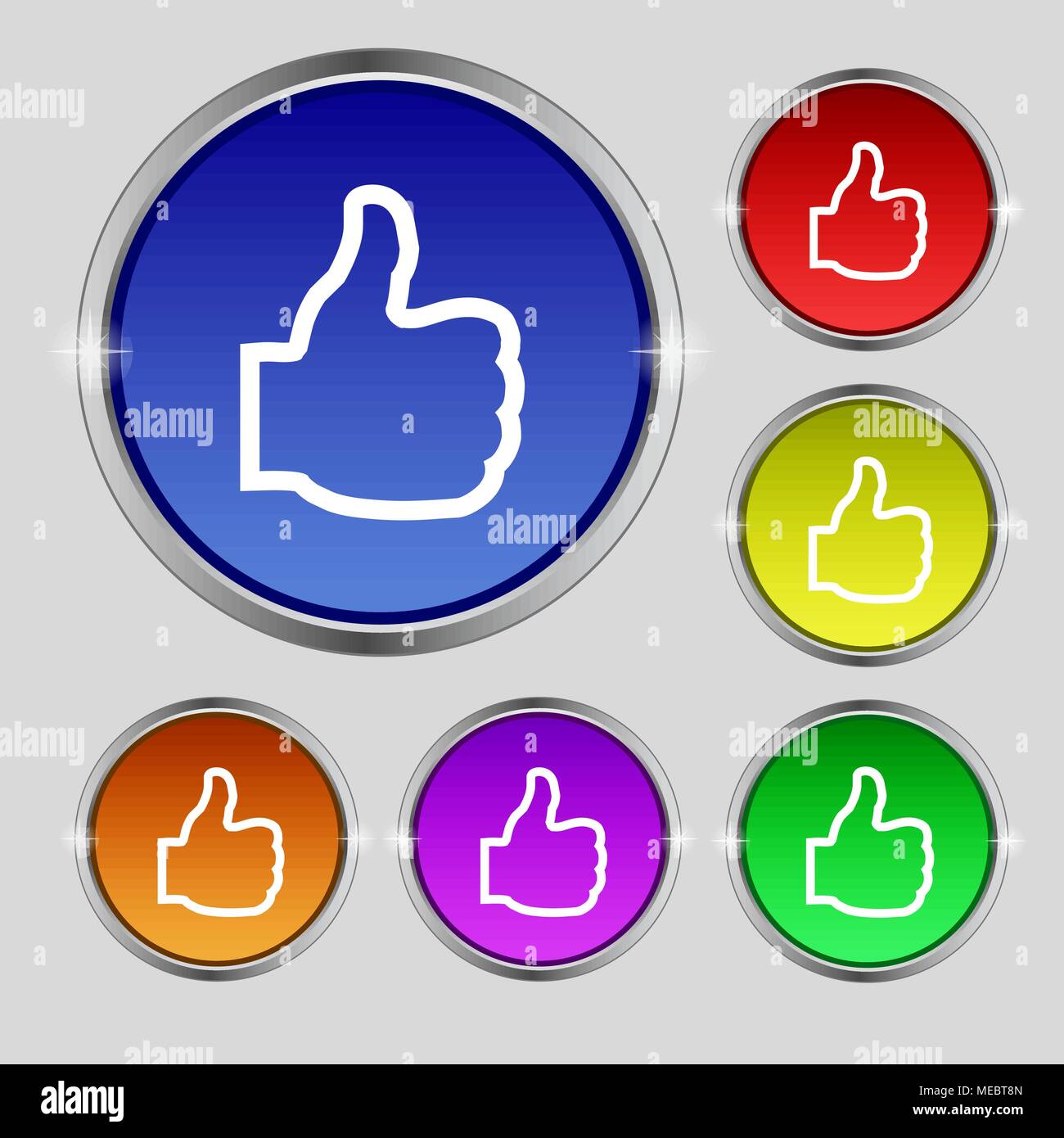 Like icon sign. Round symbol on bright colourful buttons. Vector ...