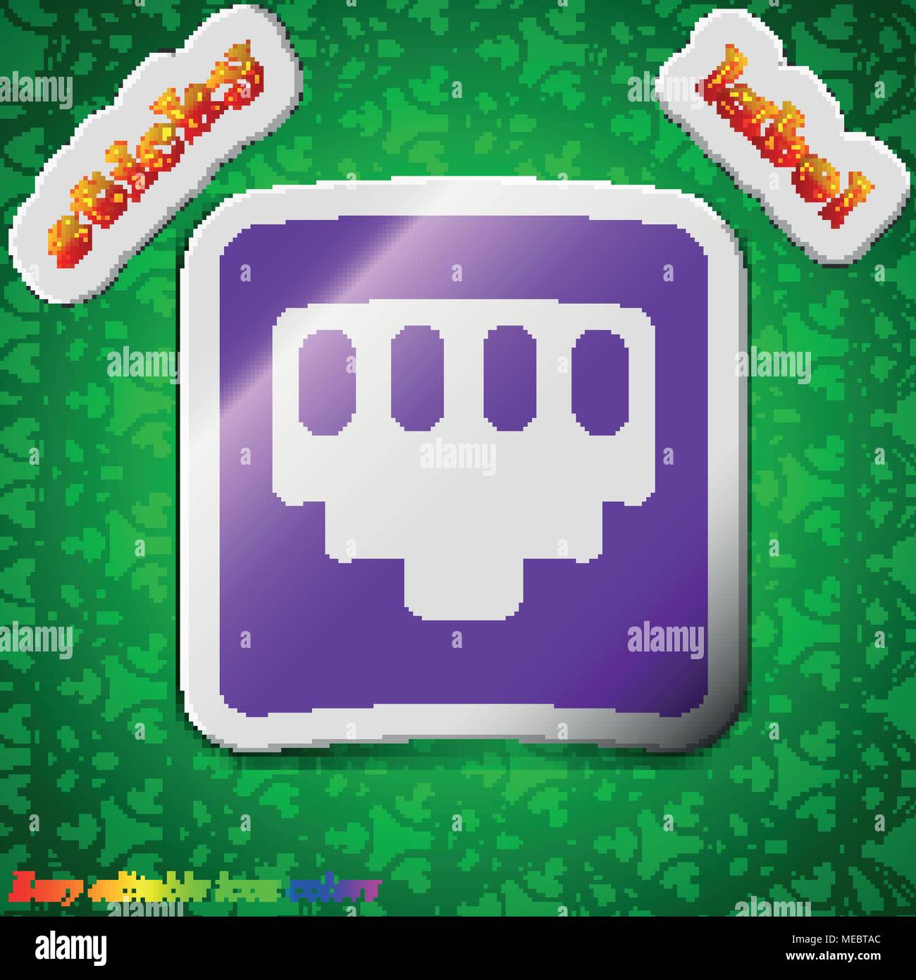 cable rj45, Patch Cord icon sign. Symbol chic colored sticky label on ...