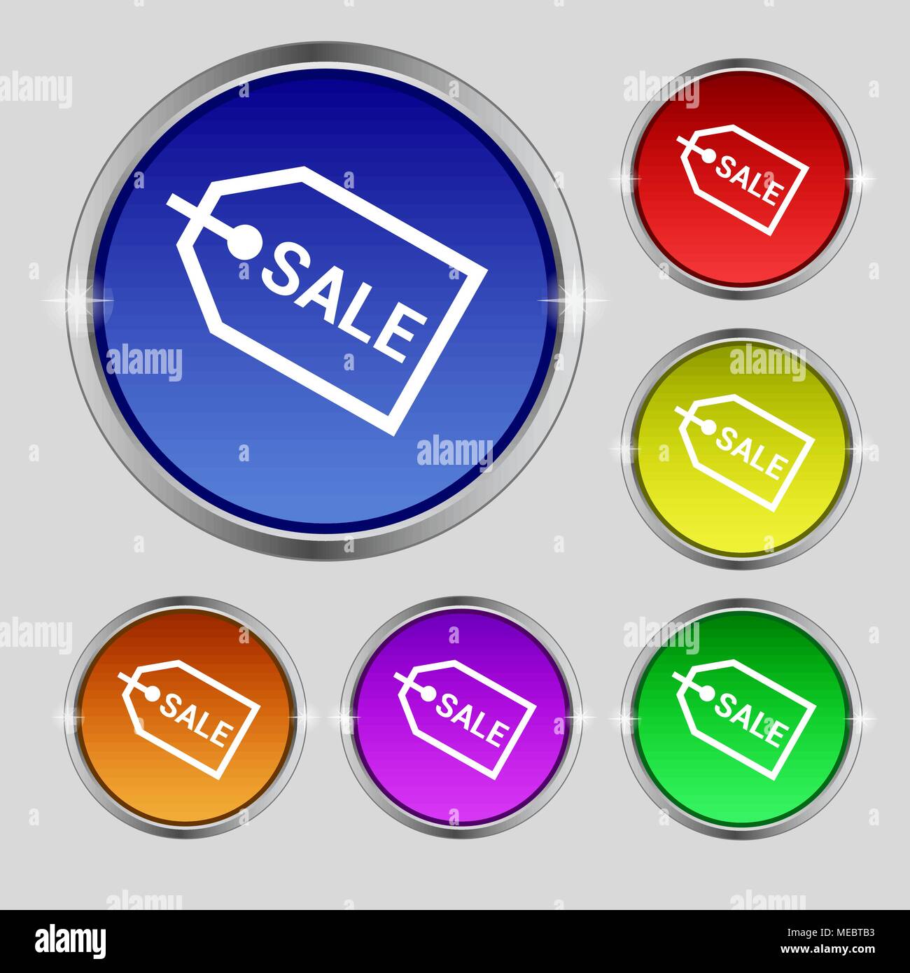 Sale icon sign. Round symbol on bright colourful buttons. Vector ...