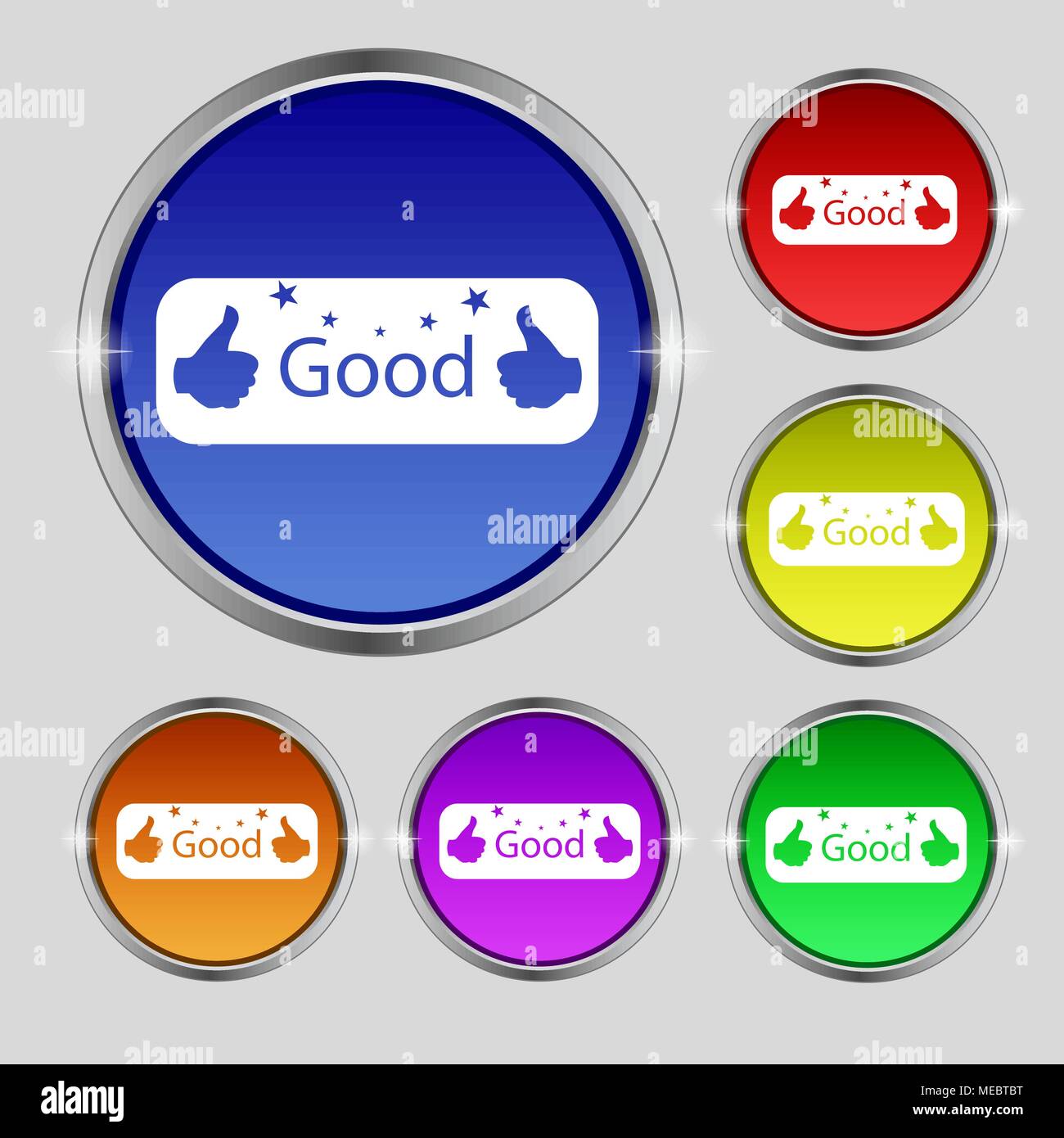 Good sign icon. Set of colored buttons. Vector illustration Stock ...