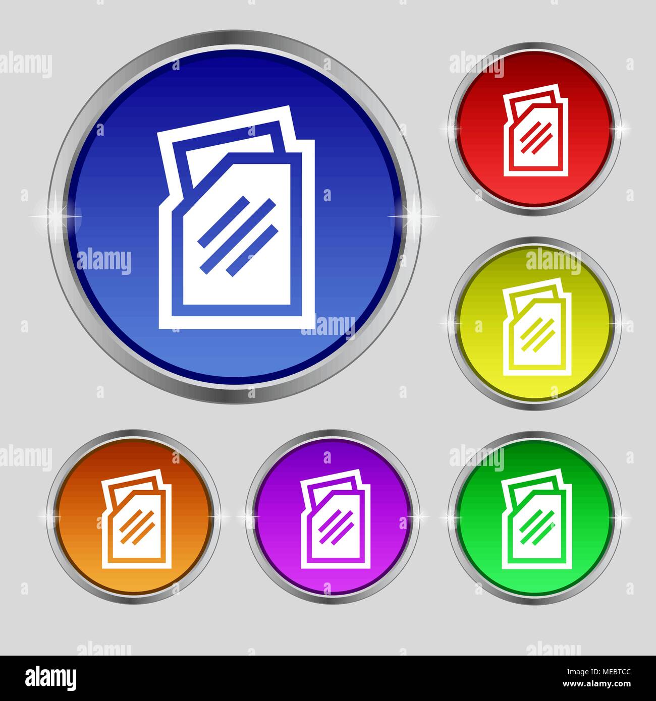 Text file icon sign. Round symbol on bright colourful buttons. Vector ...