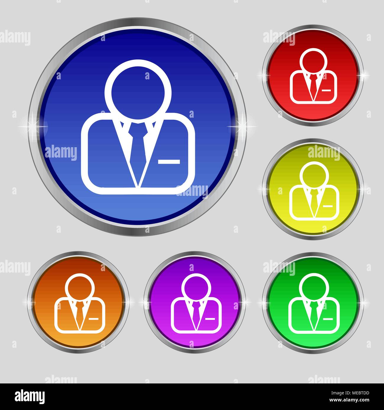 Avatar icon sign. Round symbol on bright colourful buttons. Vector ...