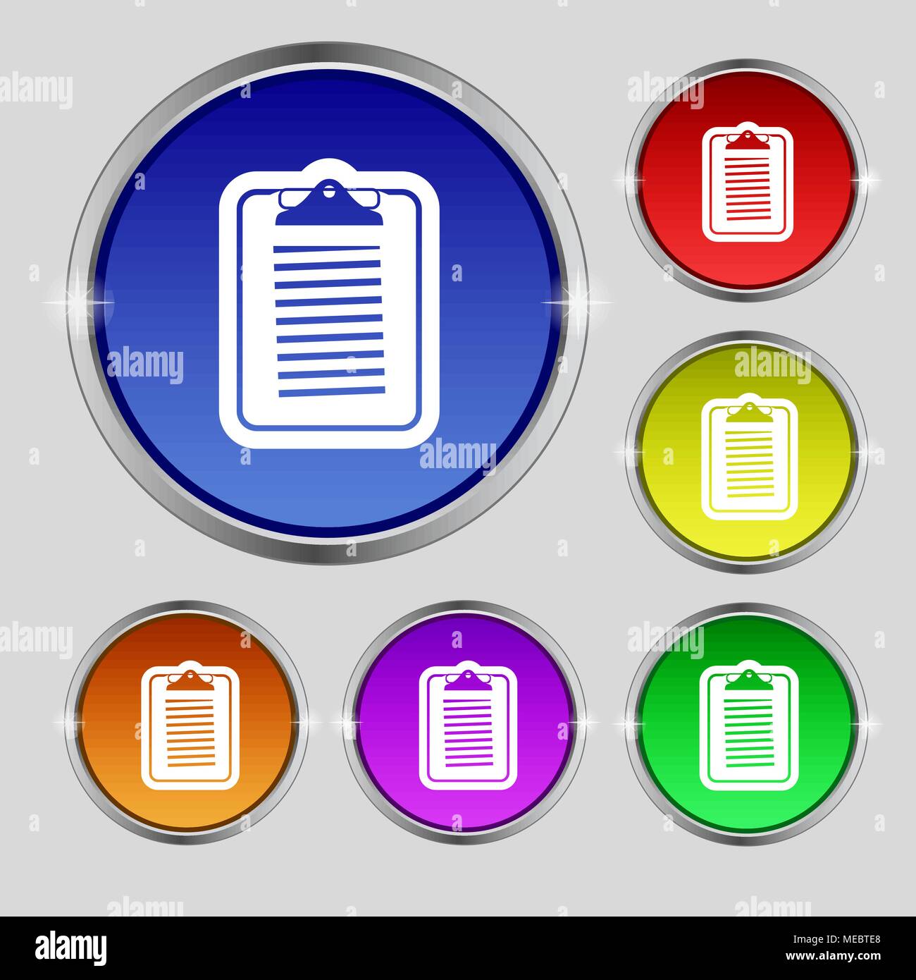 Text file icon sign. Round symbol on bright colourful buttons. Vector ...