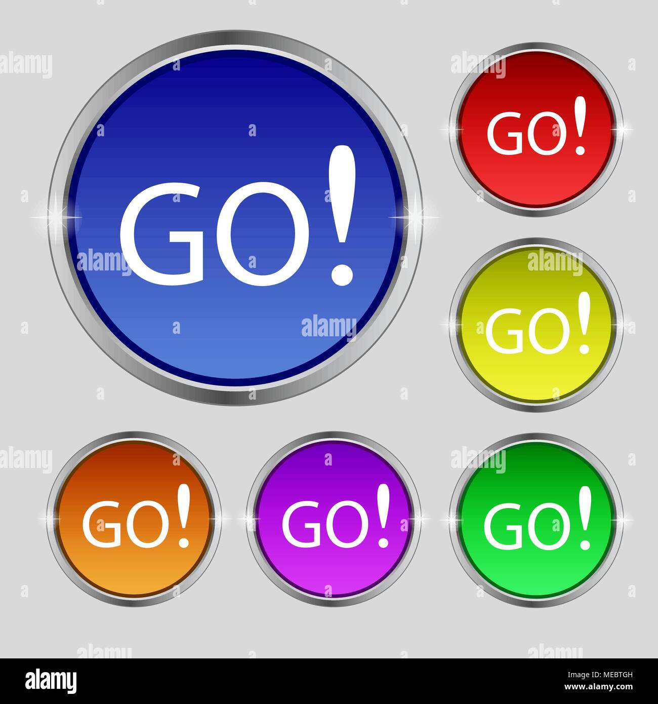 GO sign icon. Set of colored buttons. Vector illustration Stock Vector ...