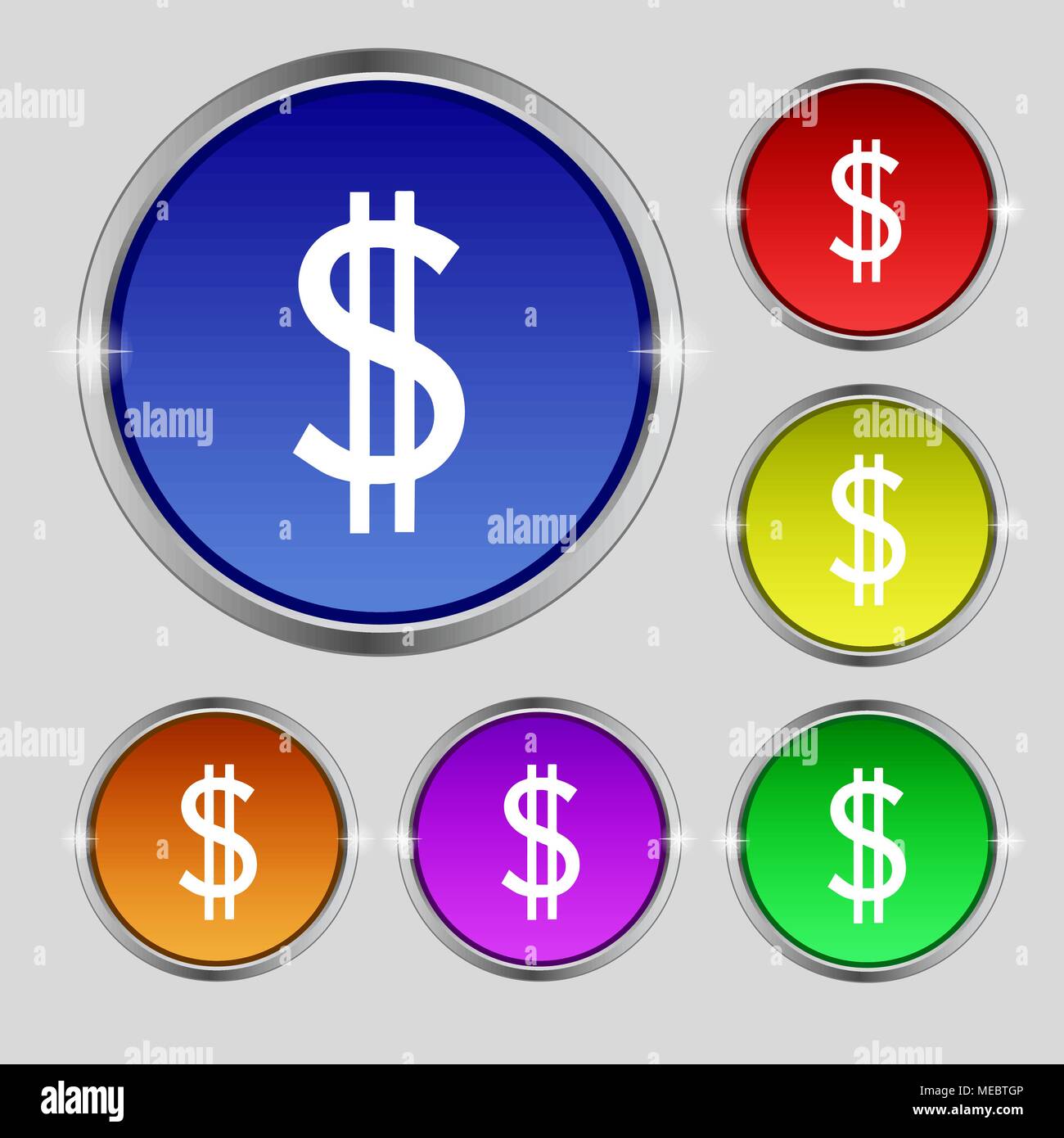 Dollars sign icon. USD currency symbol. Money label. Set of colored ...